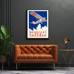 Extremely Rare Luftweg Switzerland Aviation Poster | Large Wall Art ...