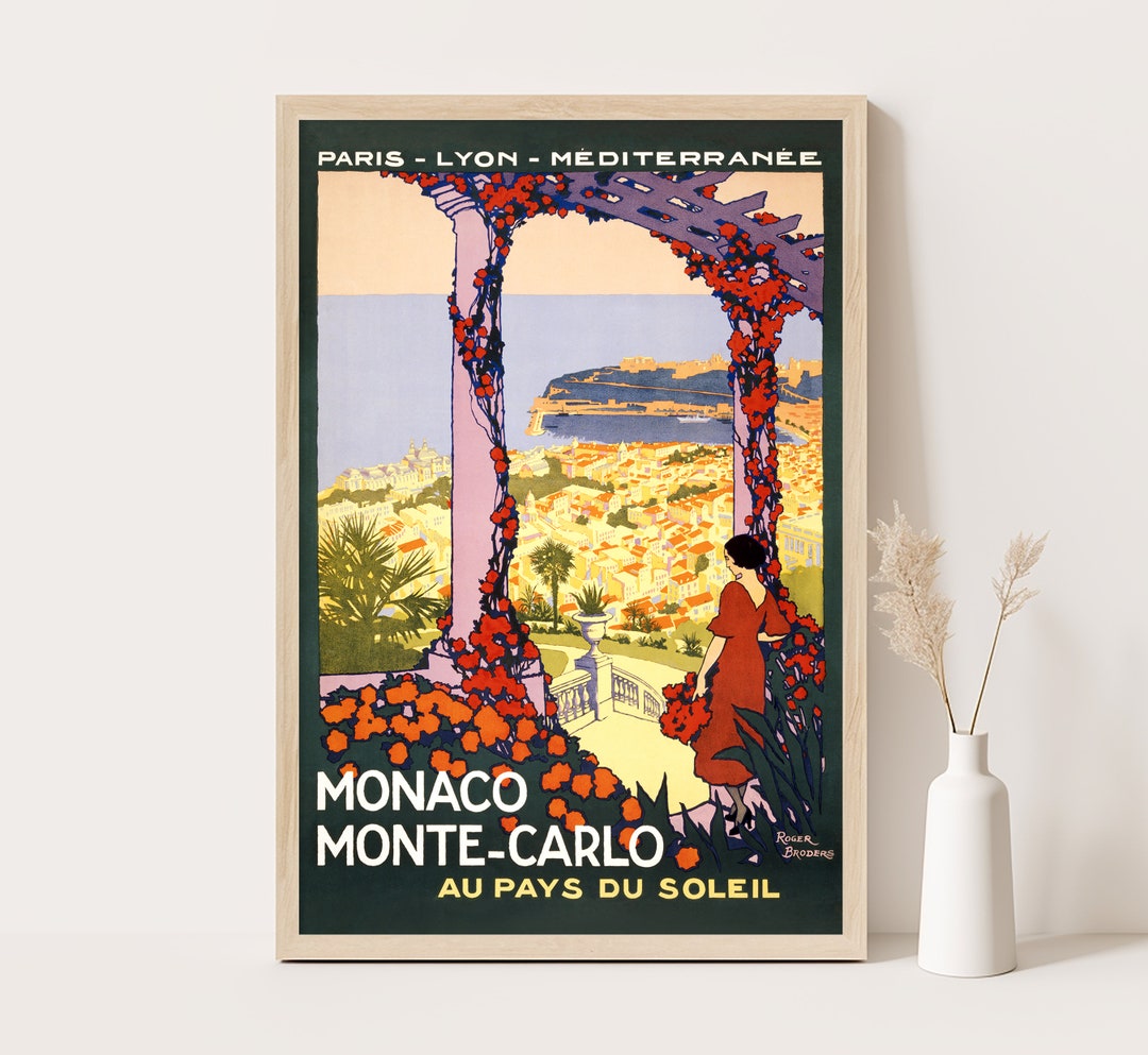 Monaco, Monte Carlo Vintage Travel Poster, Extra Large Wall Art, Monaco ... Monaco, Monte Carlo Vintage Travel Poster, Extra Large Wall Art, Monaco ...