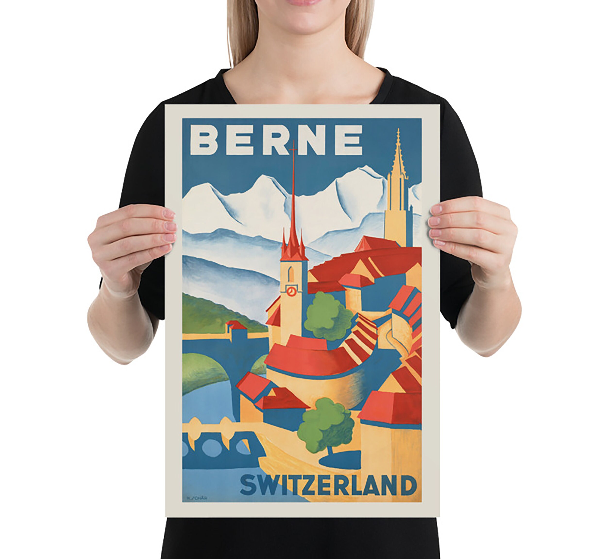 Bern Swiss Vintage Poster Berne Switzerland Travel Wall Art 12x18 ...
