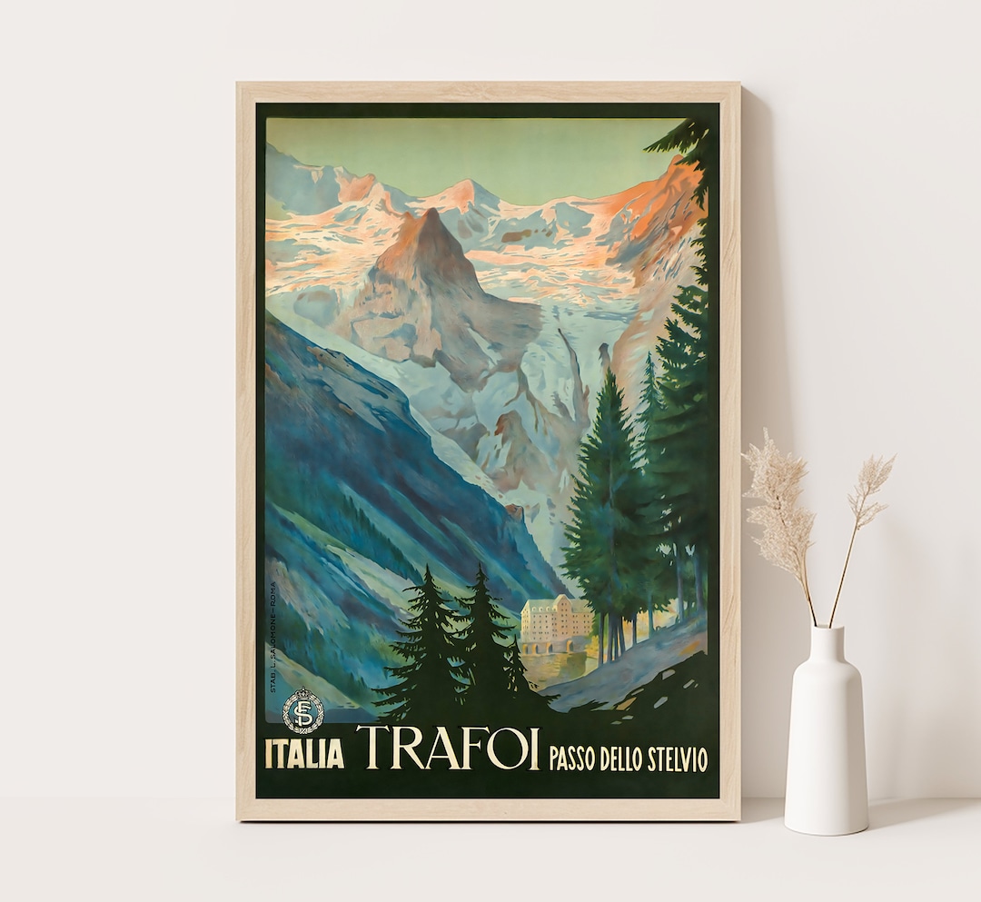 Vintage Stelvio Pass Print: Italian Alps Travel Poster - Etsy