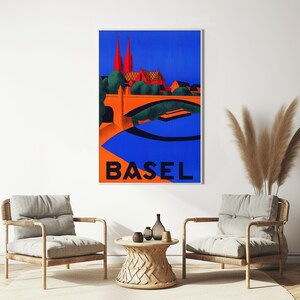 Basel Switzerland Vintage Travel Poster: Swiss Wall Art - Etsy