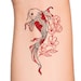 Floral Red Koi Fish Temporary Tattoo / Watercolor Japanese Koi Fish ...