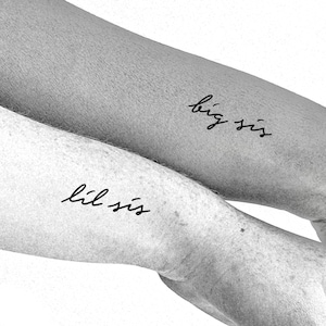 Big Sis / Lil Sis Matching Sisters Temporary Tattoos / Family Siblings ...