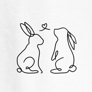 Bunny Heart Love Outline Temporary Tattoo | Etsy