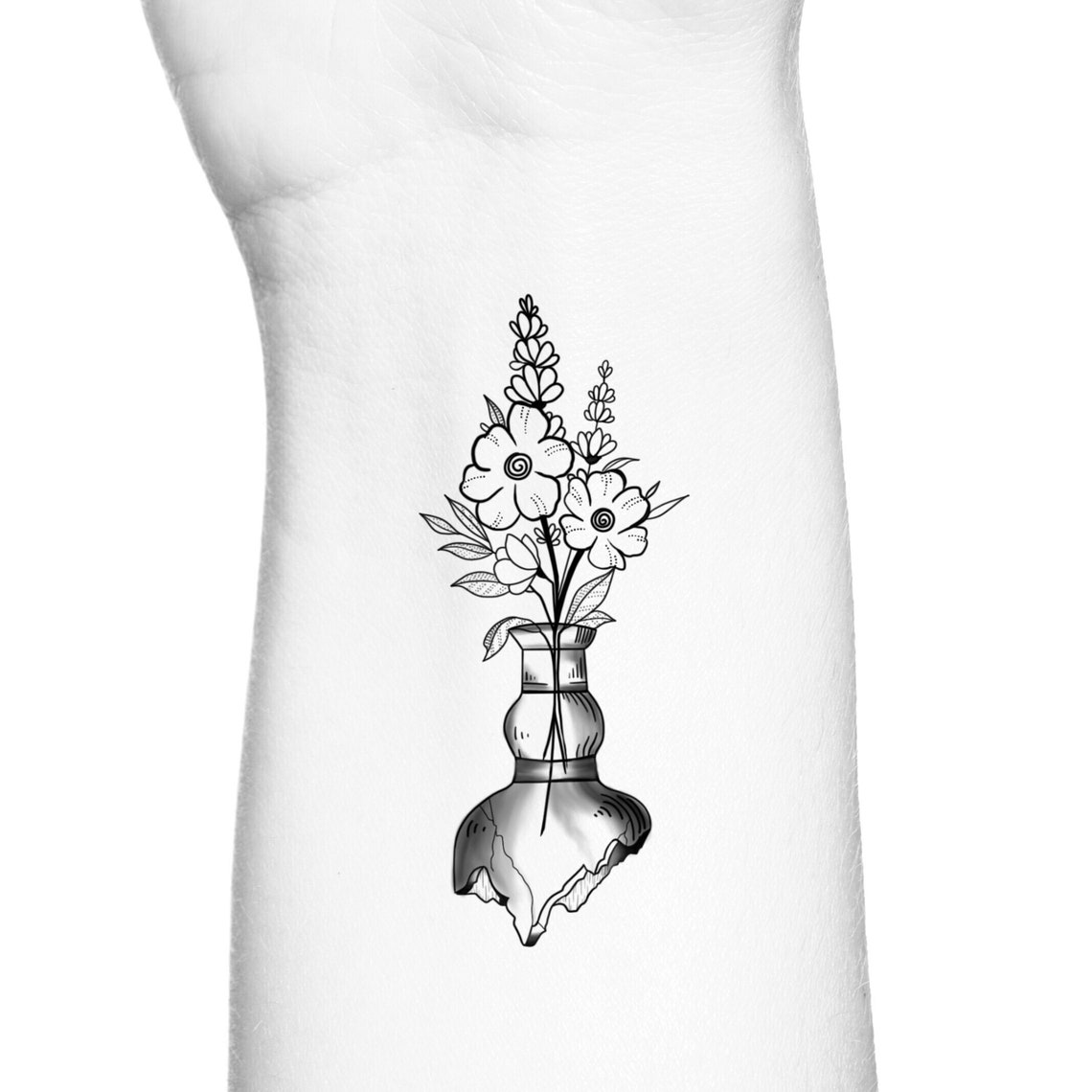 Wildflowers Broken Vase Temporary Tattoo / Wildflower Broken - Etsy