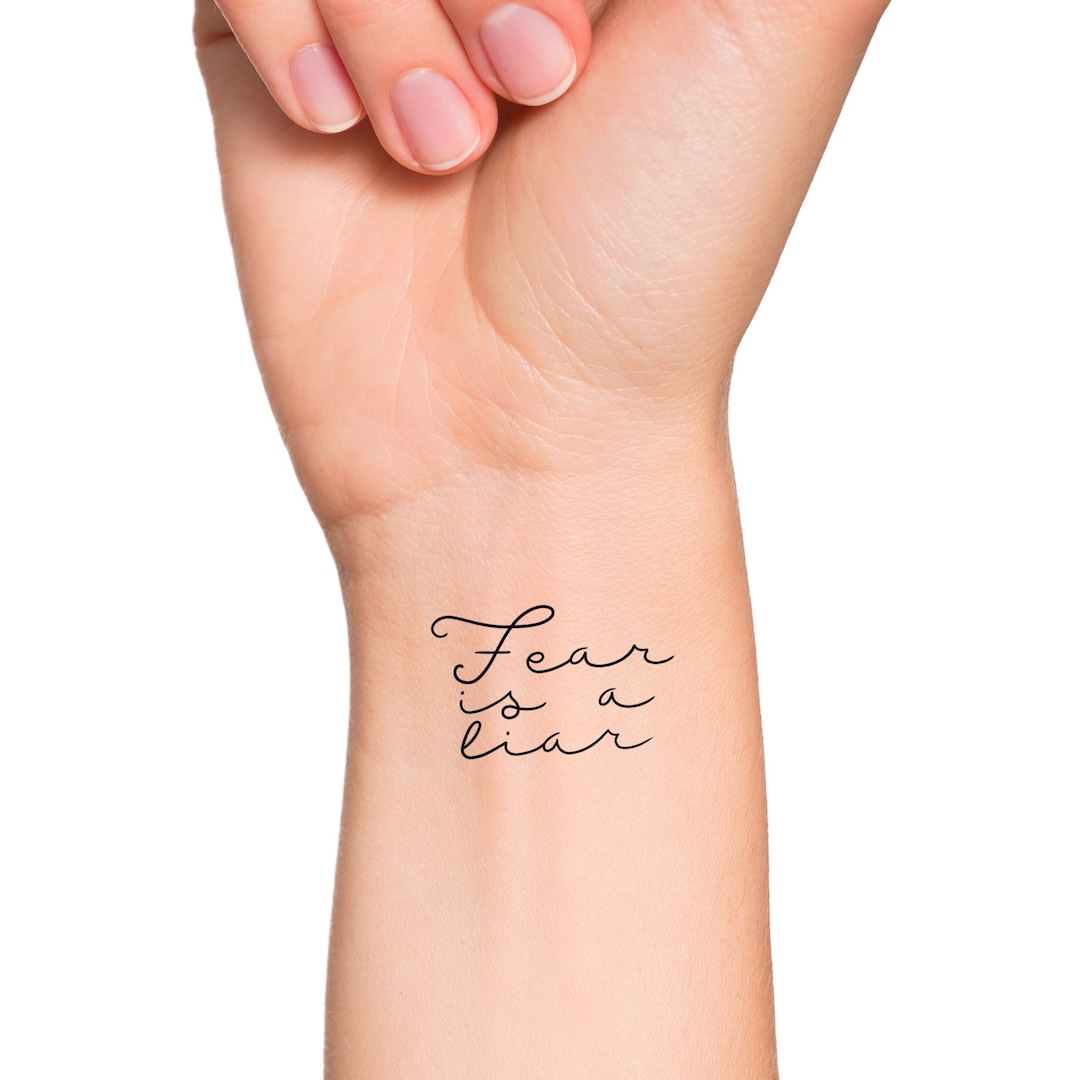 Fear is a Liar Cursive Lettering Temporary Tattoo / Love Yourself ...