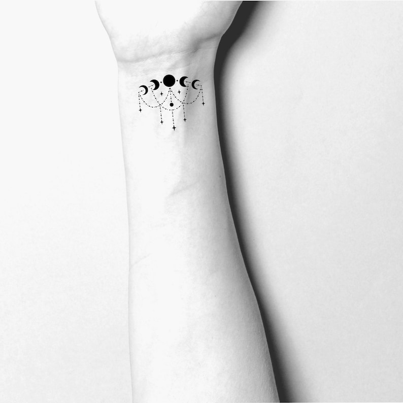 Moon Phases Decorative Jewels Geometric Dotwork Temporary - Etsy