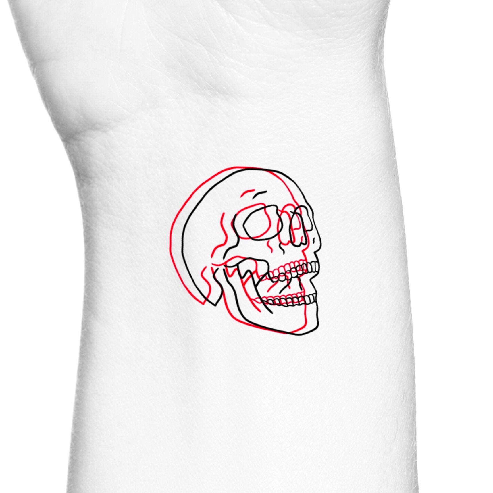 3D Skull Temporary Tattoo/ Red and Black Tattoo / Skeleton - Etsy