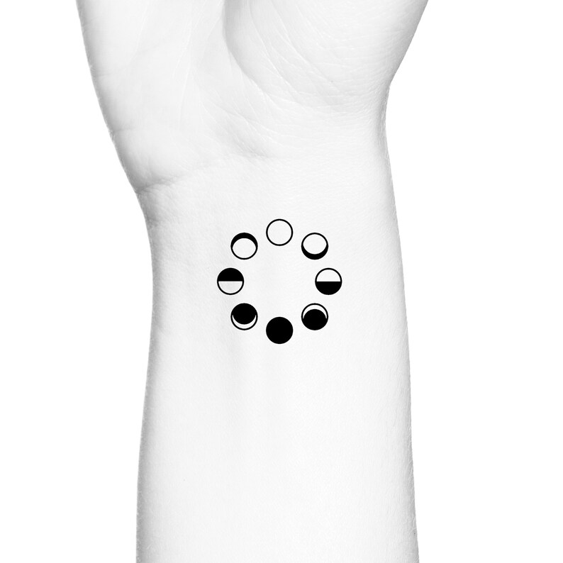 Moon Phases Temporary Tattoo / Lunar Phases Fake Tattoo / - Etsy