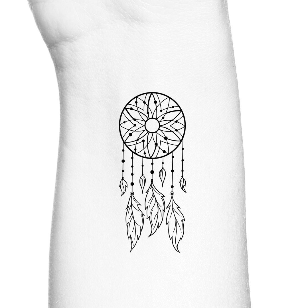 Pretty Dreamcatcher Outline Temporary Tattoo - Etsy