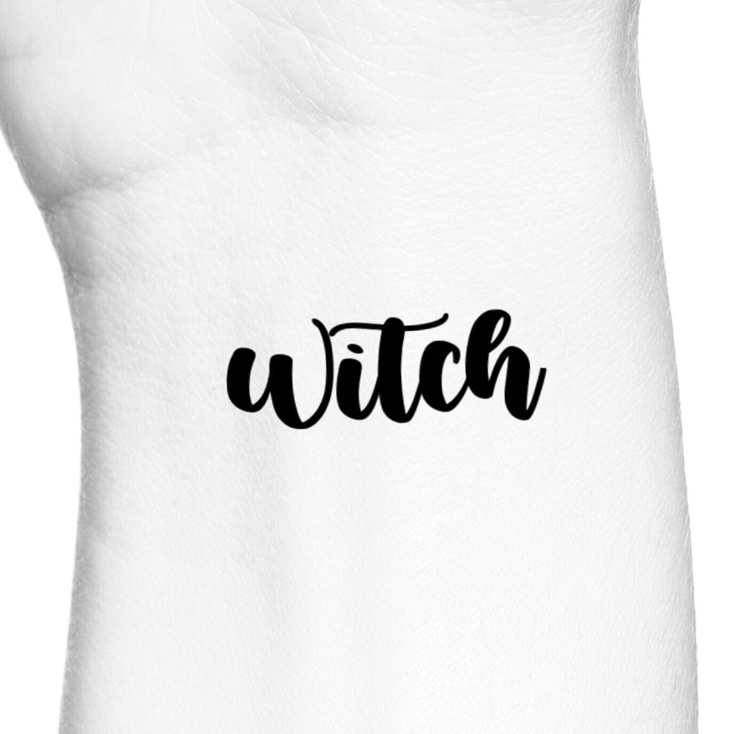 Witch Cursive Word Temporary Tattoo / Witchcraft Calligraphy Fake ...