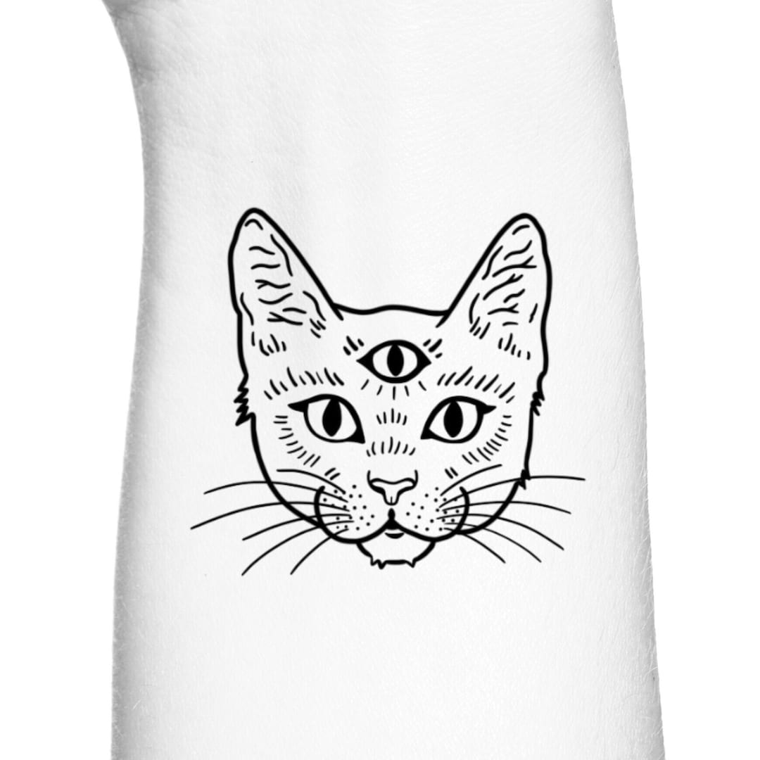 Third Eye Cat Outline Temporary Tattoo / Chakra Tattoo / Halloween ...