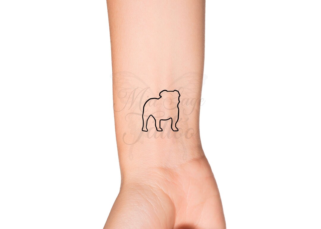 Bulldog Dog Love Outline Temporary Tattoo - Puppy Love Tattoo - Pet ...