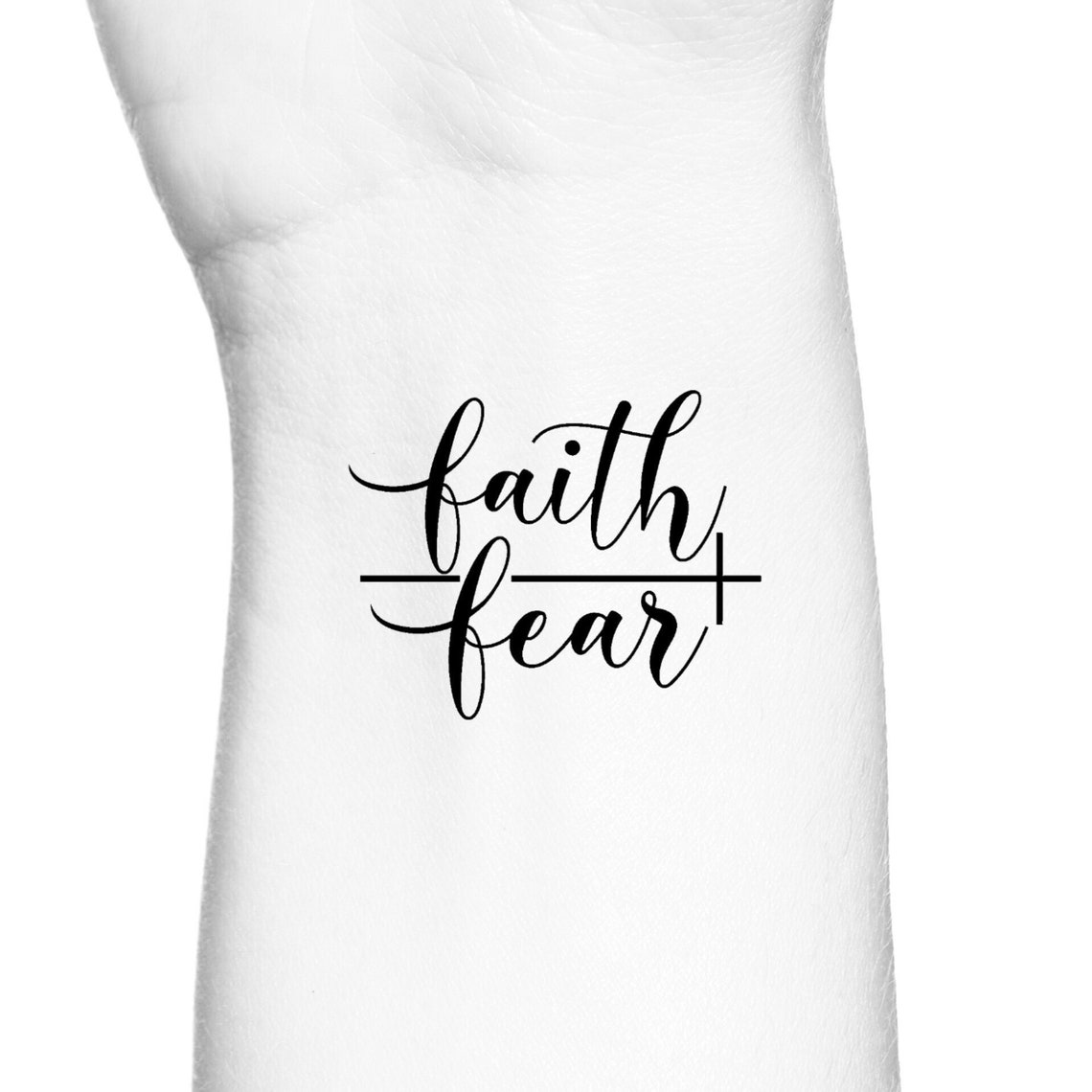 Faith Over Fear Cross Temporary Tattoo / Feminine Cursive - Etsy