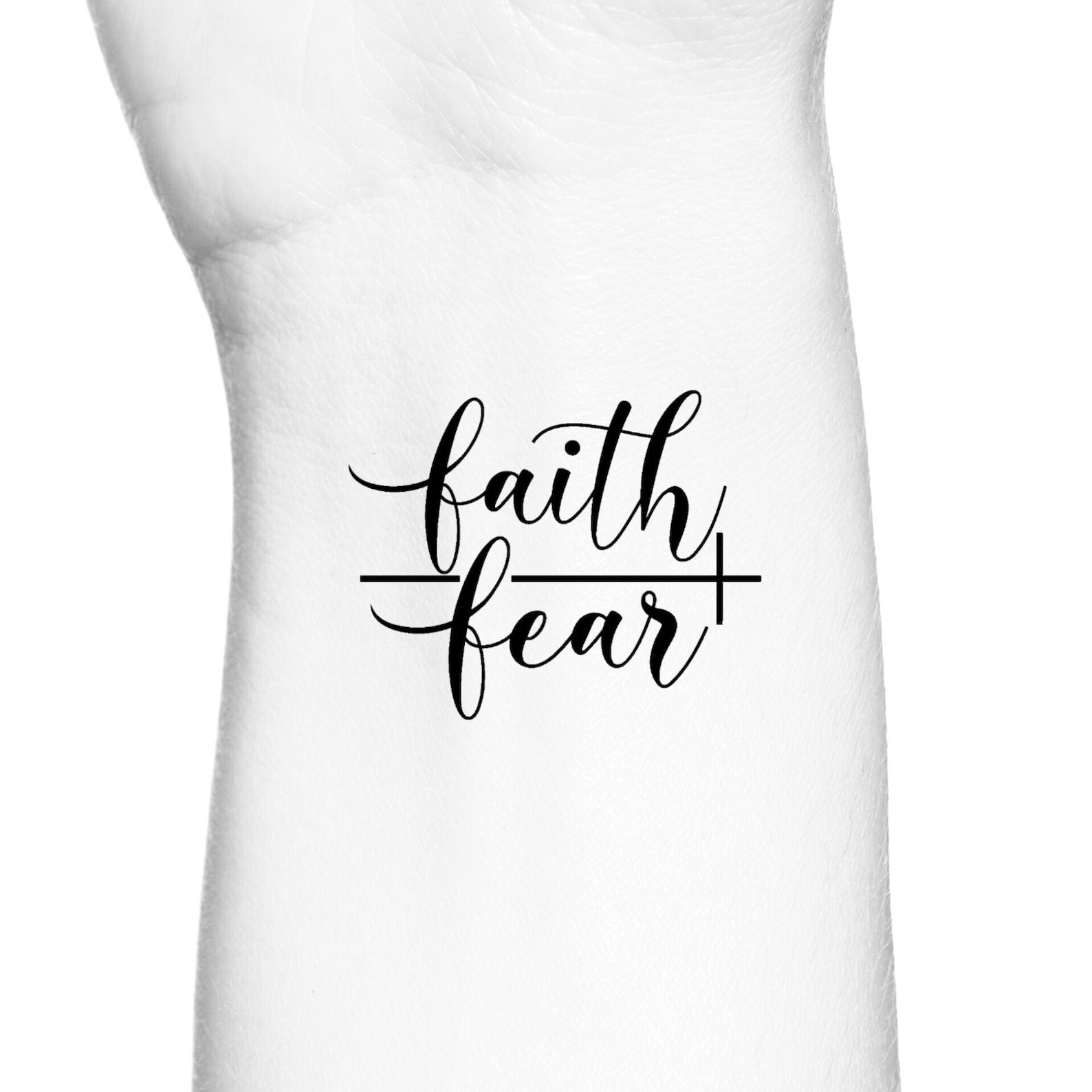 Faith Over Fear Cross Temporary Tattoo / Feminine Cursive - Etsy