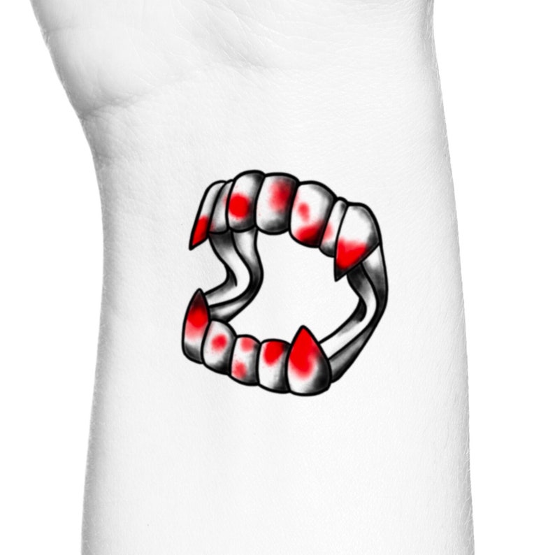 Vampire Bloody Teeth Temporary Tattoo / Vampire Bite / Vamp - Etsy