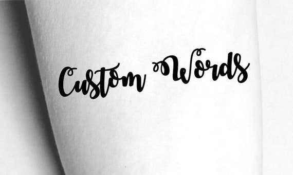 Custom Words Cursive Swirls Temporary Tattoo - Etsy
