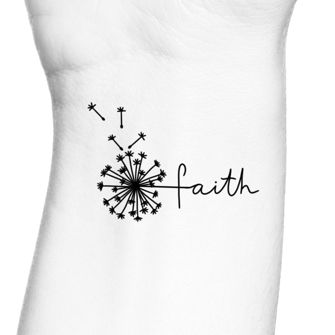 Faith Dandelion Flower Temporary Tattoo - Etsy