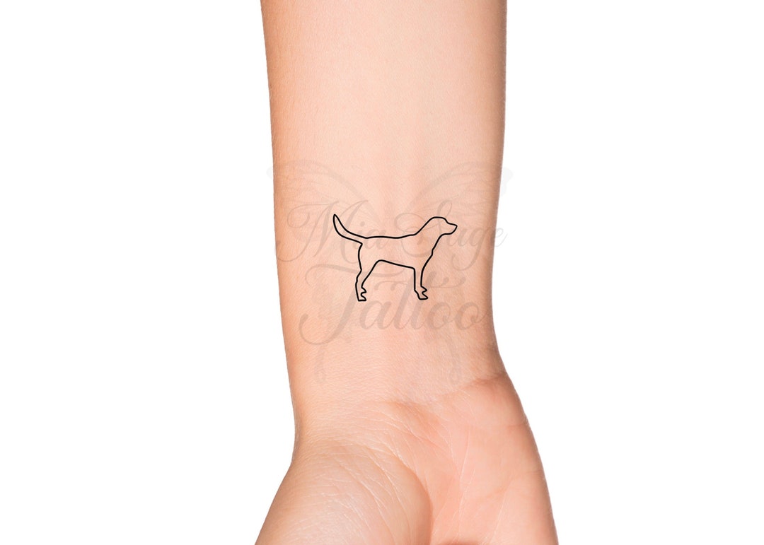 Labrador Retriever Dog Love Outline Temporary Tattoo - Puppy Love ...
