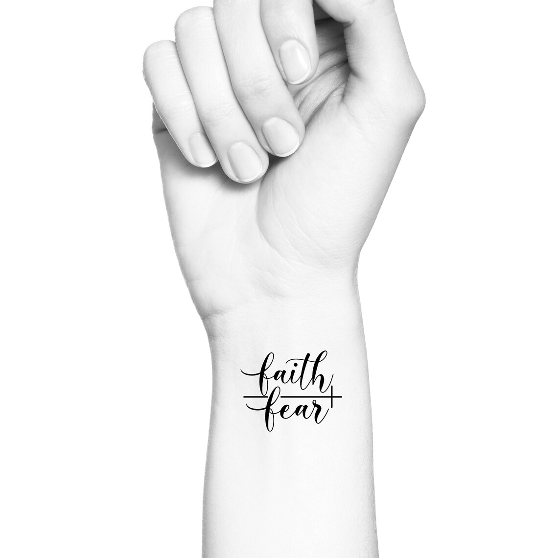 Faith Over Fear Cross Temporary Tattoo / Feminine Cursive | Etsy