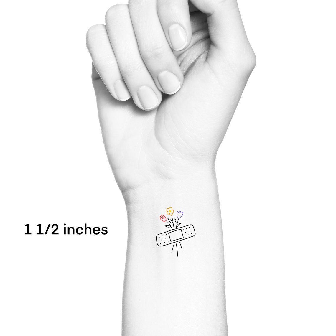 Floral Band-aid Temporary Tattoo / Self Love and Healing Temp - Etsy