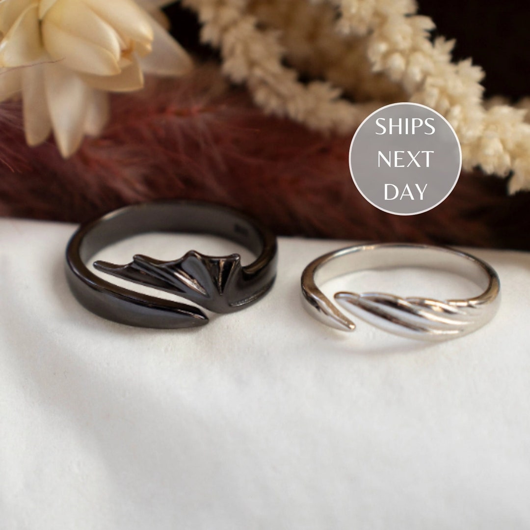 Dragon Evil Wing Ring Adjustable Open Band Matching Ring for - Etsy Canada
