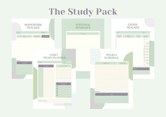 The Study Pack Printable Planner Instant Planner Daily | Etsy