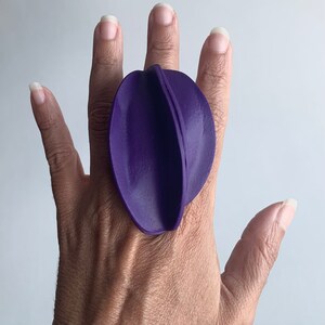 Purple Clay Modern Ring, Clay Ring, Art Ring, Petal Ring, Oversized ...