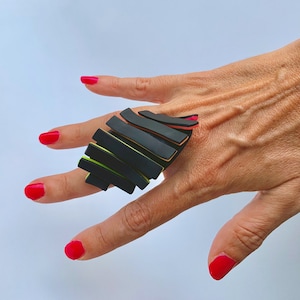 Neon Modern Ring, Original Geometric Jewelry, Cocktail Ring, Oversized ...