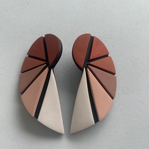 Geometric Clay Studs, Handmade Earrings, Gift for Architect ...