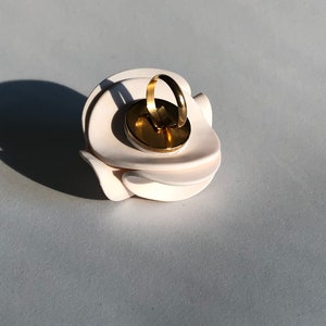 White Modern Ring, Original Geometric Jewelry, Unique Ring, Oversized ...