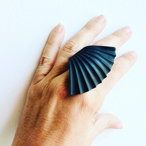 Black Modern Ring, Original Geometric Jewelry, Unique Ring, Oversized ...