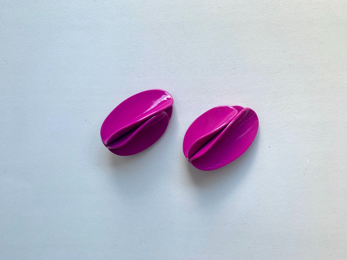 Magenta Petal Earrings, Flower Clay Earrings ,unique Bold Earring, Gift ...
