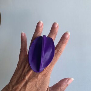 Purple Clay Modern Ring, Clay Ring, Art Ring, Petal Ring, Oversized ...