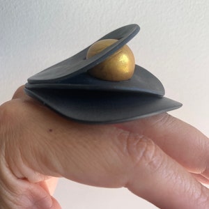 Silver Clay Modern Ring, Original Geometric Jewelry, Cocktail Ring ...