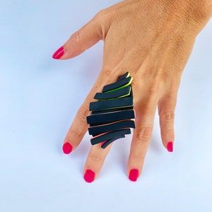 Neon Modern Ring, Original Geometric Jewelry, Cocktail Ring, Oversized ...