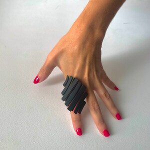 Neon Modern Ring, Original Geometric Jewelry, Cocktail Ring, Oversized ...