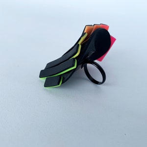 Neon Modern Ring, Original Geometric Jewelry, Cocktail Ring, Oversized ...