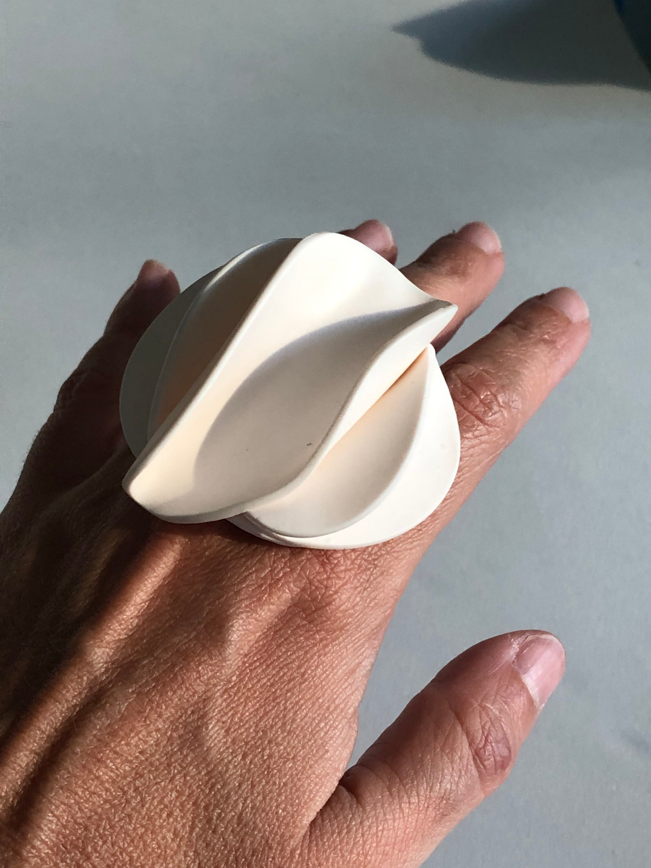 White Modern Ring Original Geometric Jewelry Unique Ring - Etsy