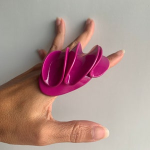 Magenta Clay Modern Ring, Original Geometric Jewelry, Cocktail Ring ...