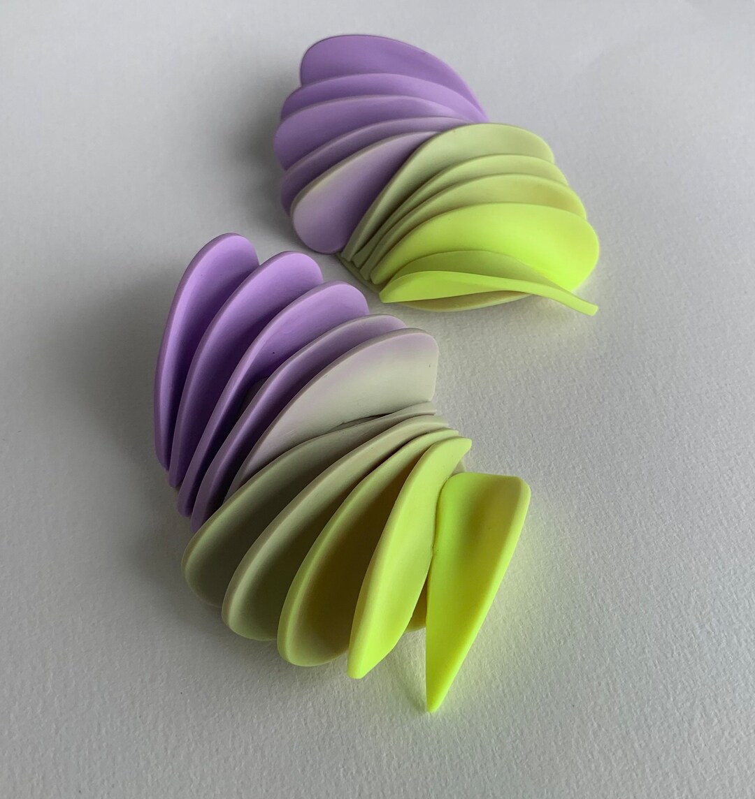 Colorful Clay Earrings, Neon Clay Earrings, Unique Bold Earring, Gift ...
