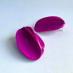 Magenta Petal Earrings, Flower Clay Earrings ,unique Bold Earring, Gift ...