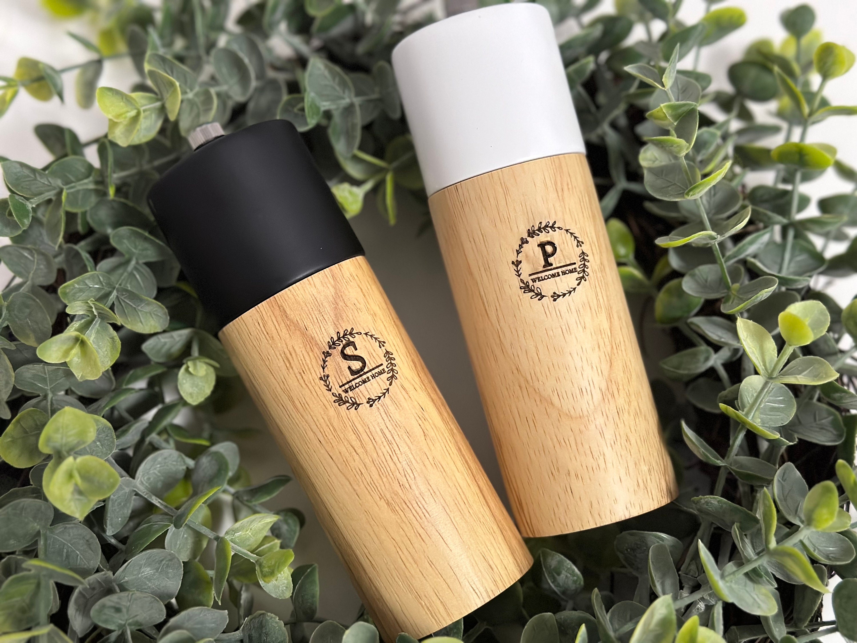 Personalized Bamboo Salt and Pepper Grinders, Housewarming Gift ...