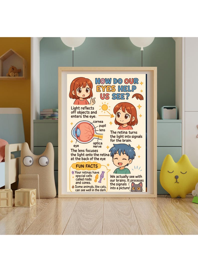 Anime Style Math Poster: " How Do Our Eyes Help Us See?" Educational ...