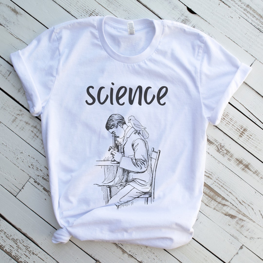 Vintage Science Shirt, Unisex, Microscope Bird Shirt, Man Looking Into ...