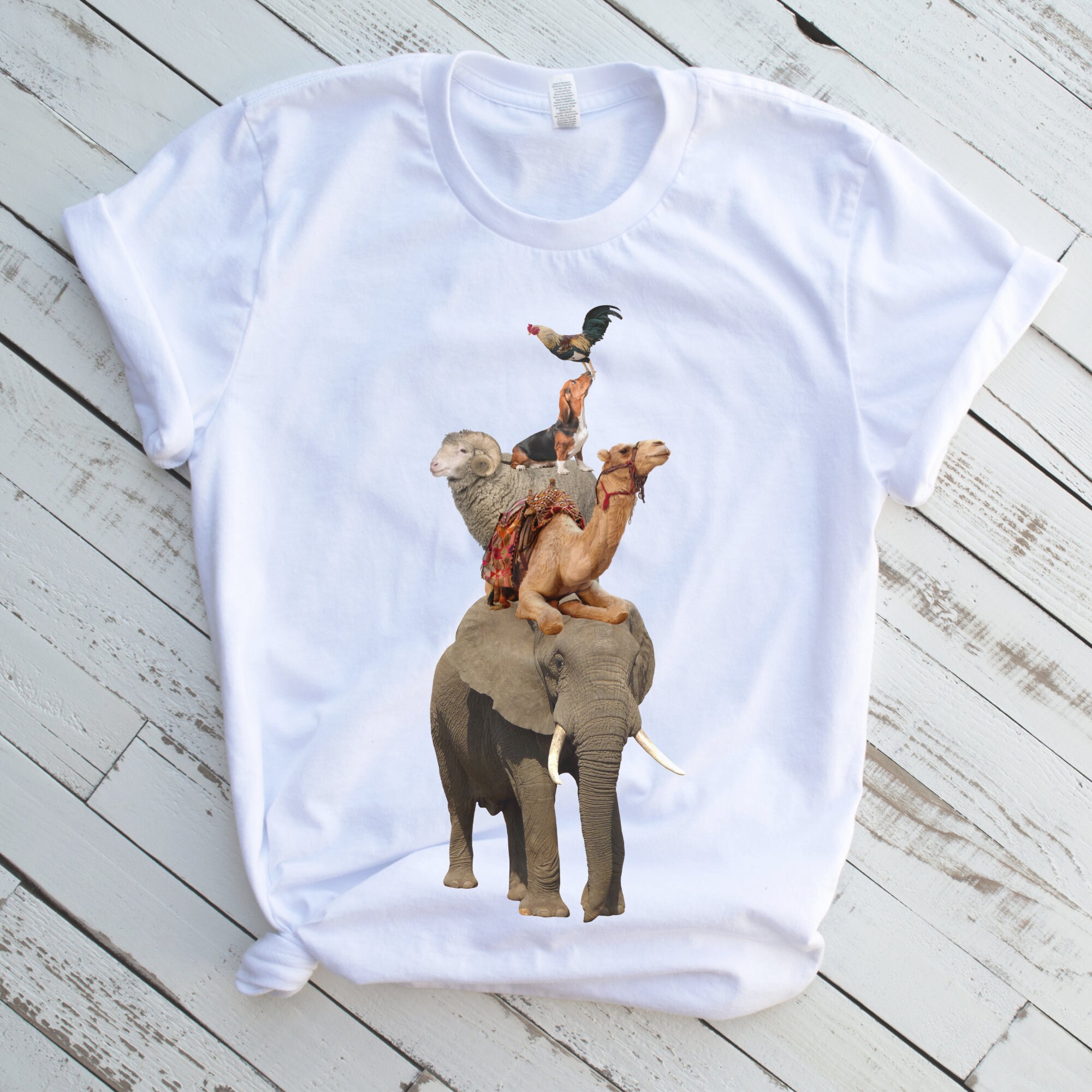 Stack of Animals Shirt Animals Stacked Up Elephant Shirt - Etsy
