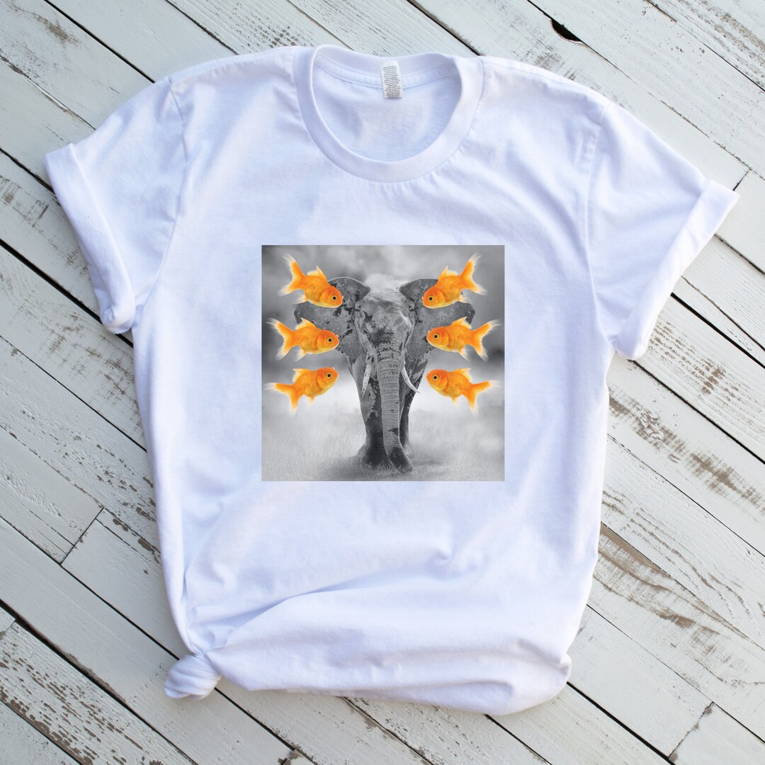 Gold Fish and Elephant T Shirt, Funny Zoo Animal Shirt, Elephant Lover ...