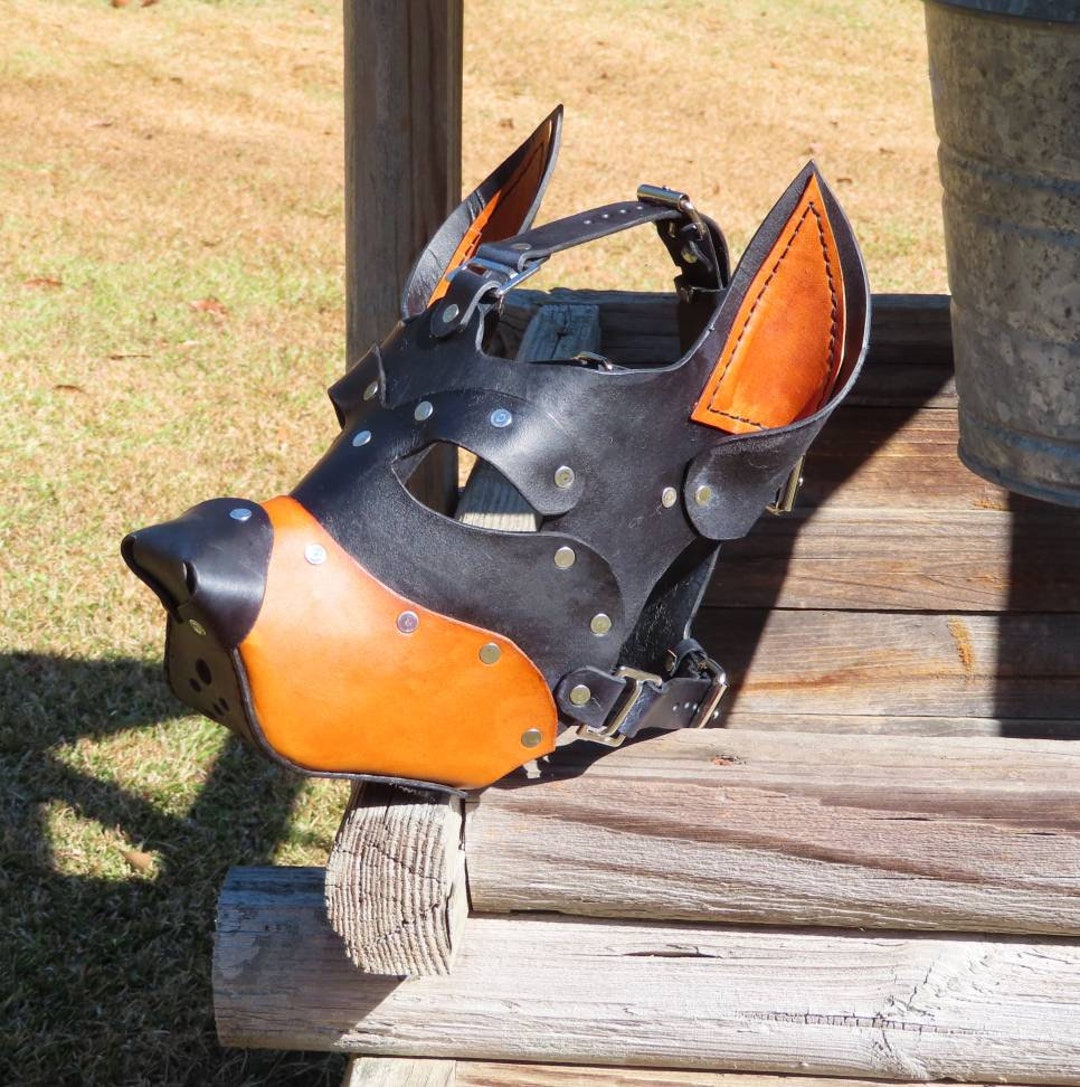 Black Leather Dog Mask, Dog Mask, Handmade Leather Dog Mask, Pet Play ...