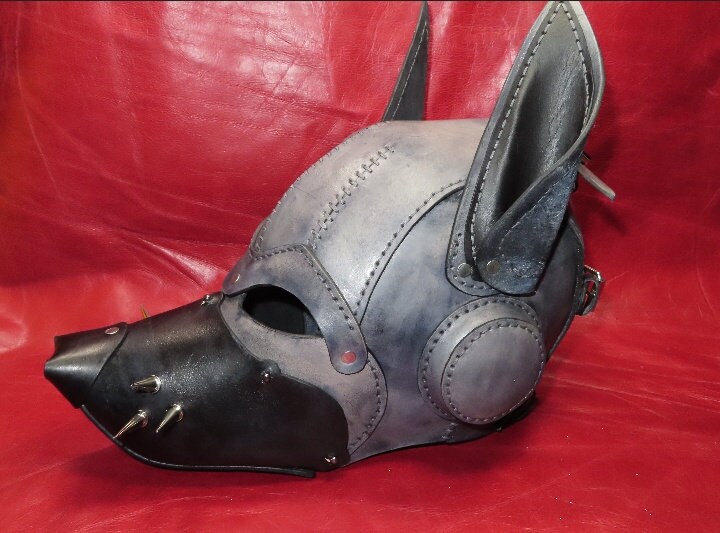 Wolf / Dog Leather Mask, Pup Hood, Leather Dog Mask - Etsy