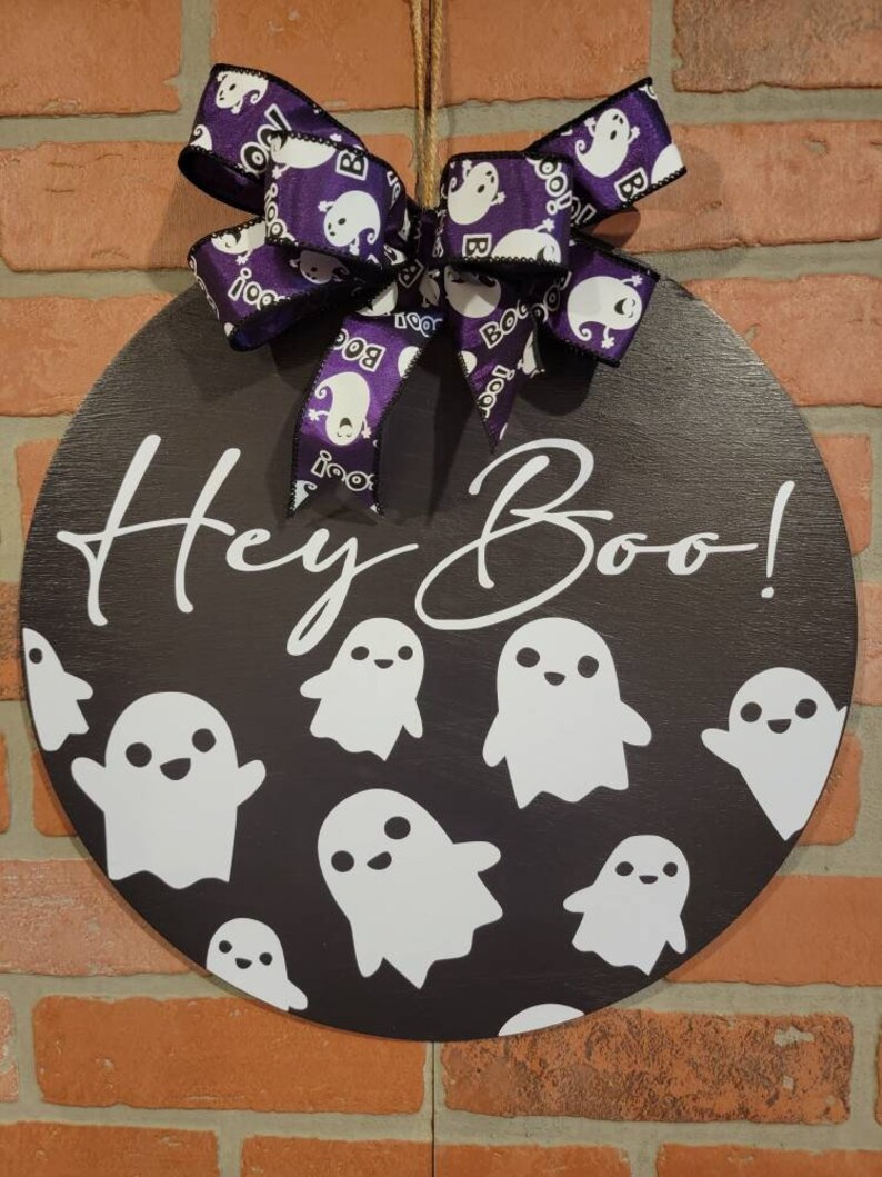 Halloween Ghost Wood Round Door Hanger. Door Decor. Fall - Etsy